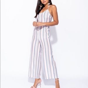 Pants & Jumpsuits | Vertical Multi Stripe Cami Wide Leg Jumpsuit | Poshmark